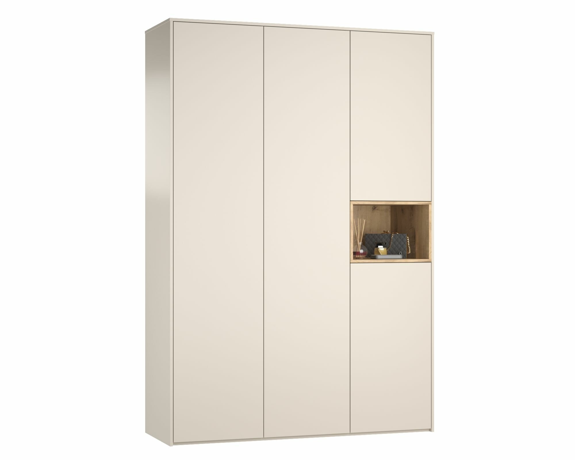 Шкаф распашной для одежды "Рокки 2" 150х220х52 Сатин / Дуб Крафт золотой