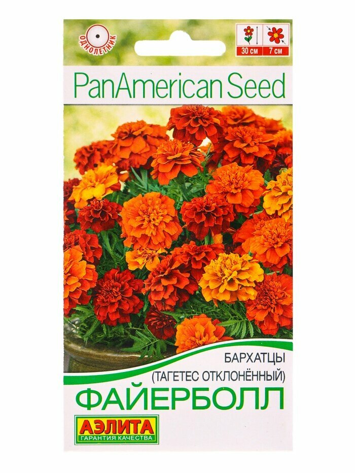 Семена цветов Бархатцы Файерболл отклоненные Спецсерия PanAmerican, Ц/П,5 шт. 10945354