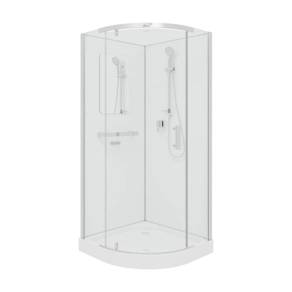 Душевая кабина Ceruttispa Korra 90T низкий поддон, стеклянная, 90x90, открытая (без крыши), с распашной дверью, без гидромассажа