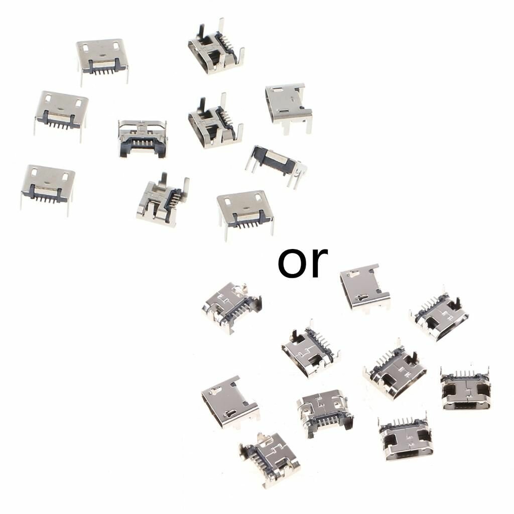 10 шт, четырехконтактный разъем micro USB с плоским портом 5P, 4-контактный mike
