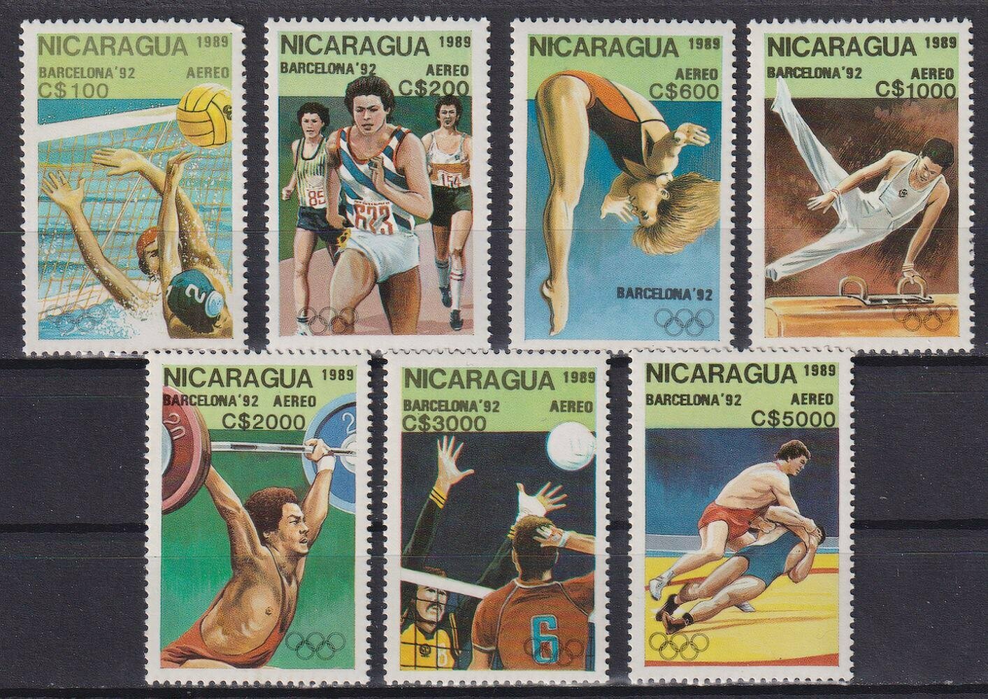 Почтовые марки Никарагуа 1989г. "Олимпийские игры - Барселона, Испания, 1992" Олимпийские игры, Спорт MNH