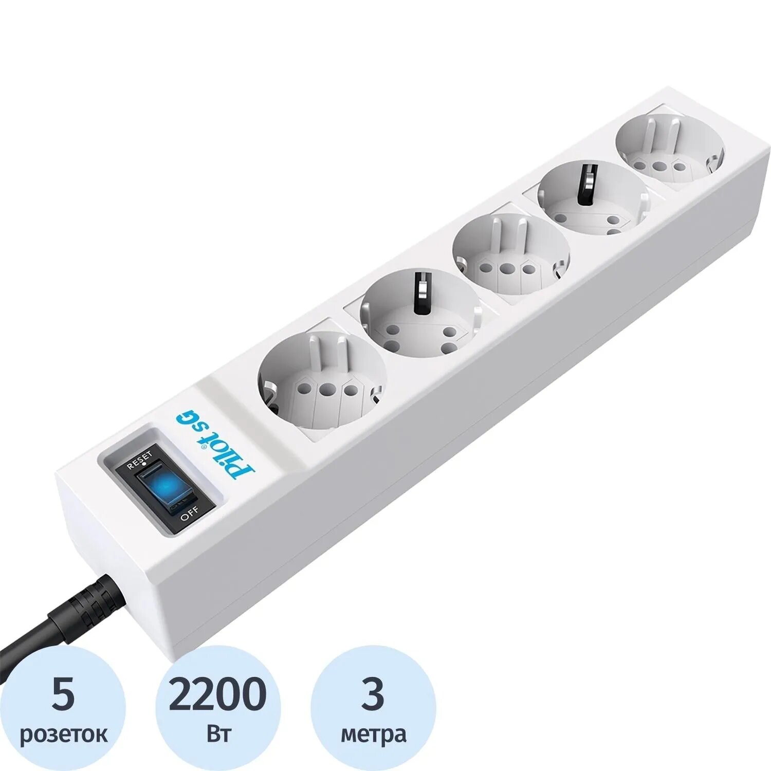 Сетевой фильтр PILOT sG (5р/3м/10А/серый)