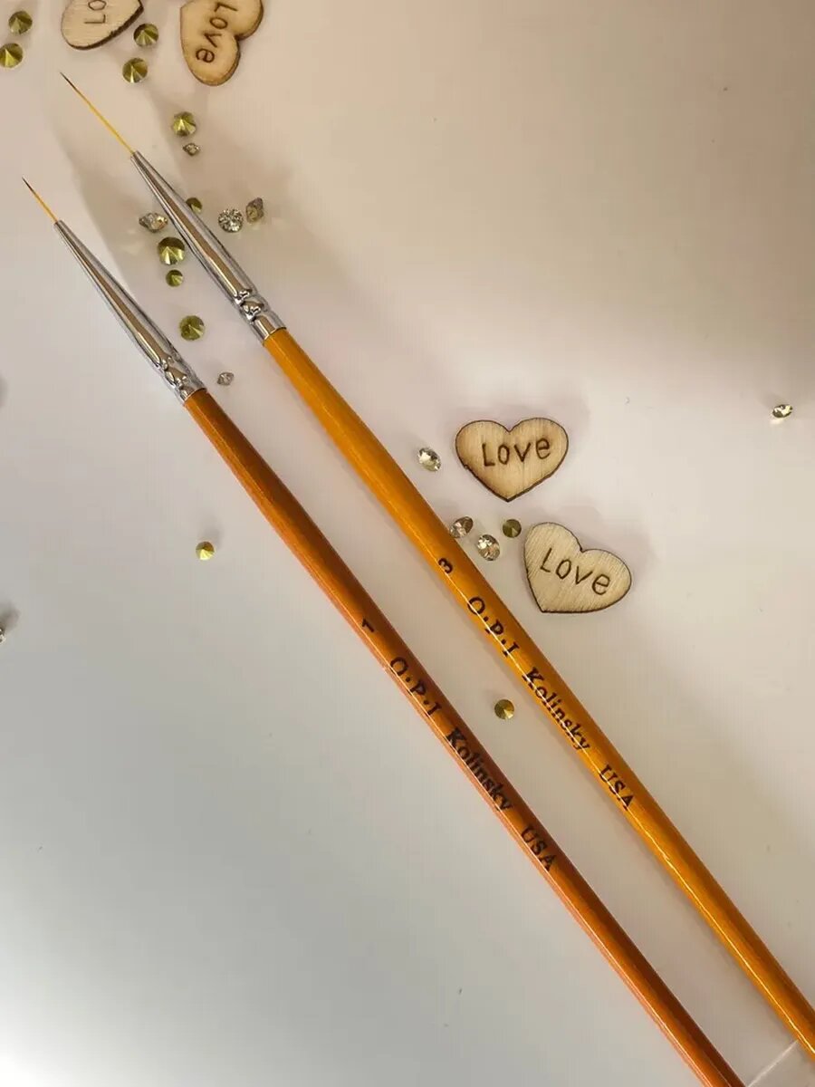 Набор тонкие кисти OPI №1и OPI № 3 для маникюра (2 шт. )