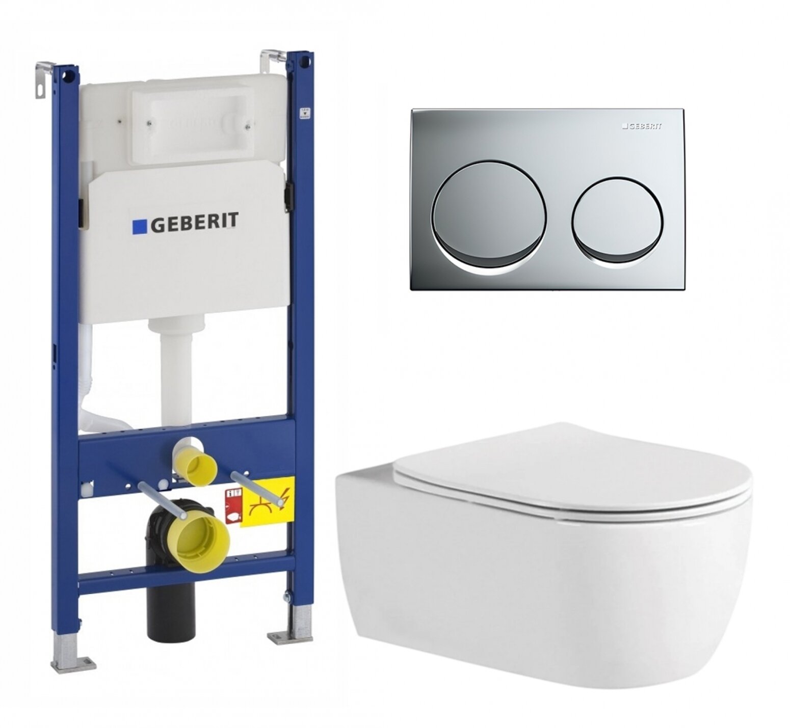Комплект 3 в 1 инсталляция Geberit Duofix + Унитаз подвесной AQUATEK Европа AQ1106L-00 + кнопка хром