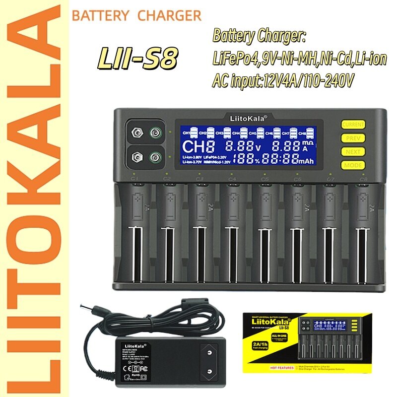 LiitoKala Lii-S8 Зарядное устройство для аккумуляторов 18650 8-местное