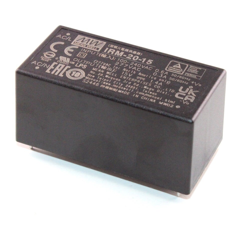 15V, 21W, 1.4A IRM-20-15, Модуль питания сетевой (блок питания под пайку), на плату, малогабаритный, MW