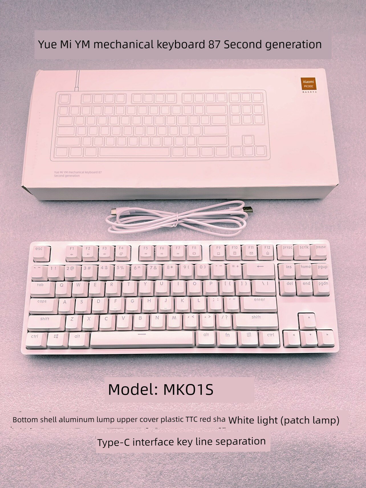 Новая игровая механическая клавиатура Xiaomi YueMi Pro Cherry Red Switch RGB с полупрозрачными переключателями для