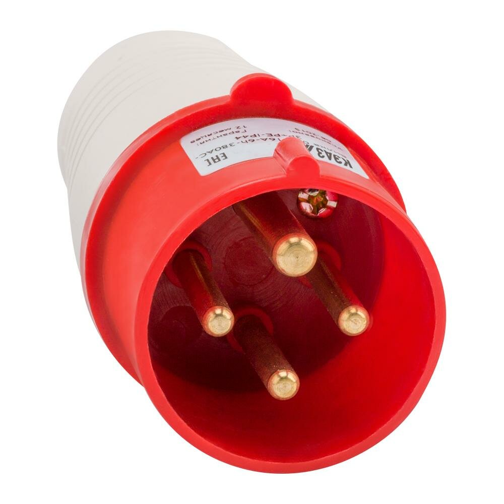 Вилка кабельная КЭАЗ 014-16А-6h-380AC-3P+PE-ИП44, пластиковая