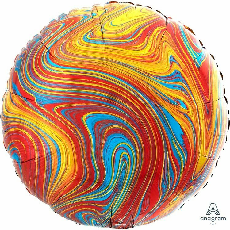 Воздушный шар Anagram без рисунка, круг 18" Мрамор Colorful