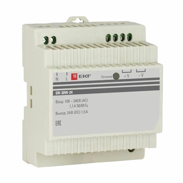 Блок питания EKF PROxima DR-30W-24, 24В, 30 Вт, IP20