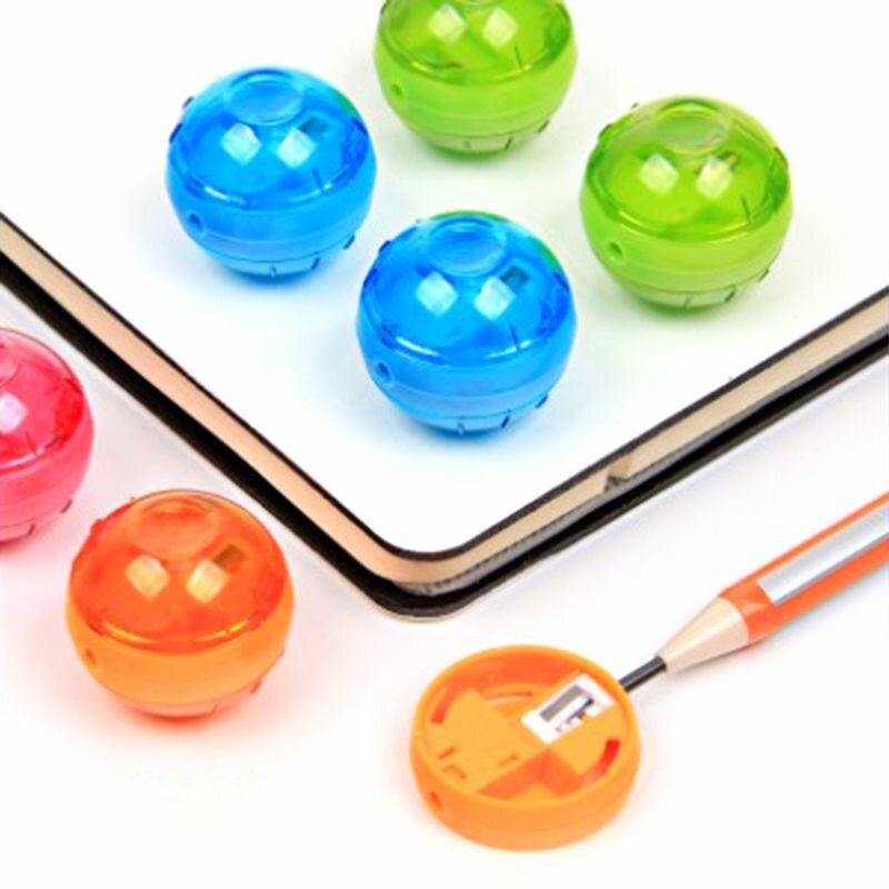 (продаются 2 штуки разных цветов) Симпатичная специальная сферическая точилка для карандашей с двумя отверстиями