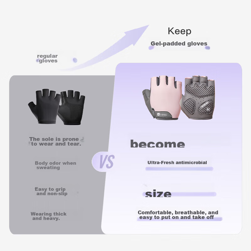 Keep Fitness Gloves for Men And Women, Gel 3D Palm Pads, Sports Equipment Training, Cycling Half-Finger Non-Slip Wrist Guard, Classic Black, Size M