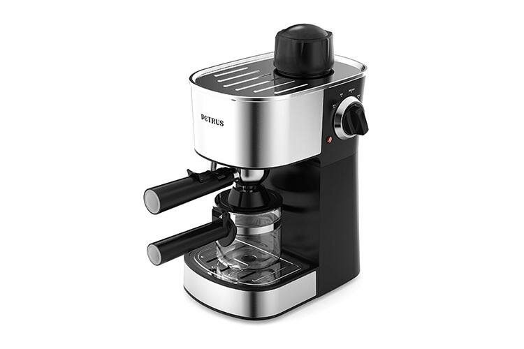 Кофемашина полуавтоматическая PETRUS 3180 с паровым пенообразователем, silver