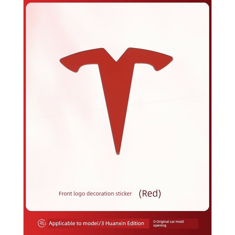 Декоративная наклейка для переднего баджей Tesla Model 3/Y ярко-красного цвета - 1 штука