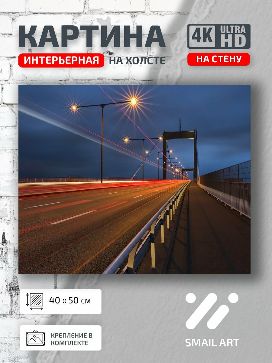 Картина на холсте интерьерная 40 на 50 на стену Дорога bridge для офиса урбанистика декор