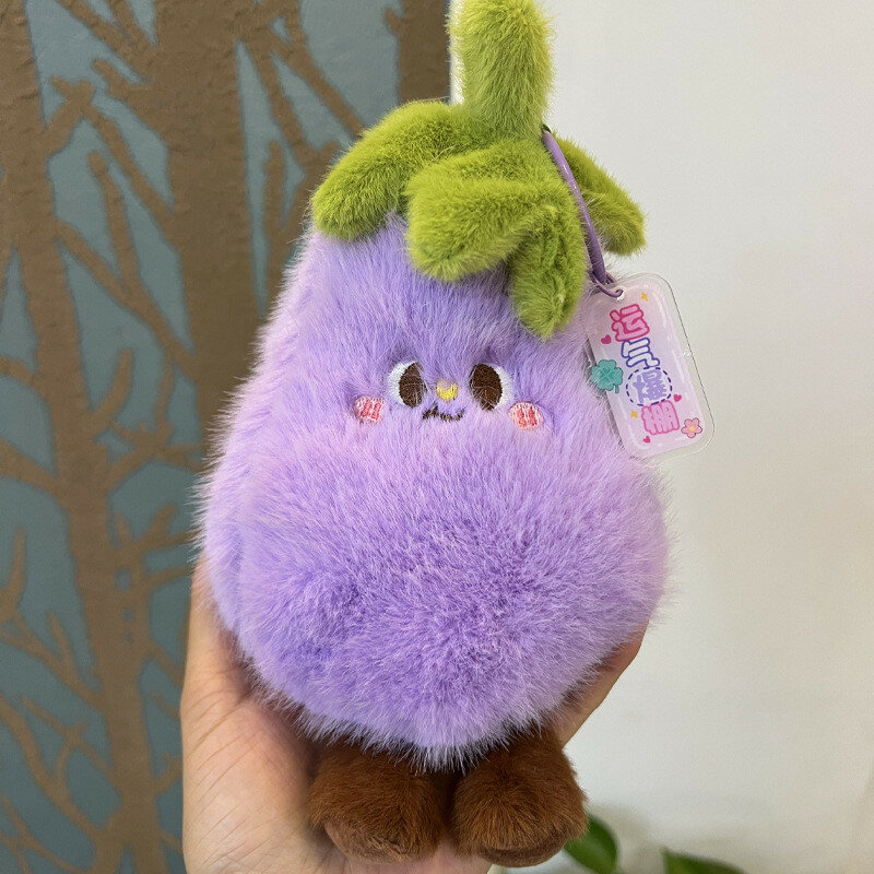 Мягкая фруктовая игрушка рюкзачок украшение с колокольчиком для школьной сумки для детей и подростков баклажан