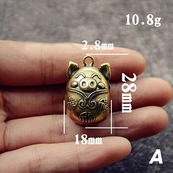 Маленькая медная статуя колокольчика свиньи, подвеска на удачу, крючки для ключей, карманные статуэтки, украшение для домашнего офиса, украшение для домашнего животного