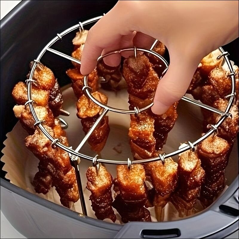 Круглая решётка для фритюрницы, 24 металлических прута, белая