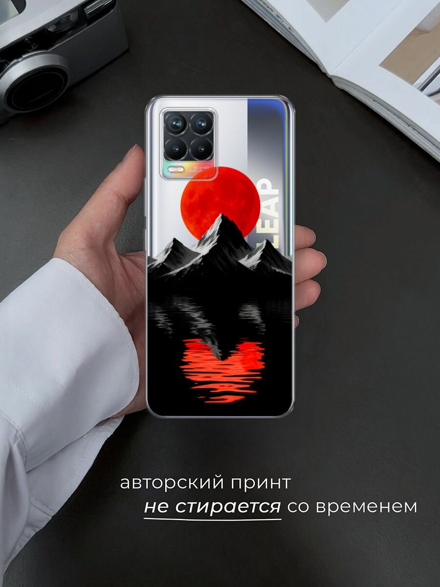Чехол на Realme 8/8 Pro / Реалми 8/8 Про с принтом Черная гора, прозрачный — фото 1