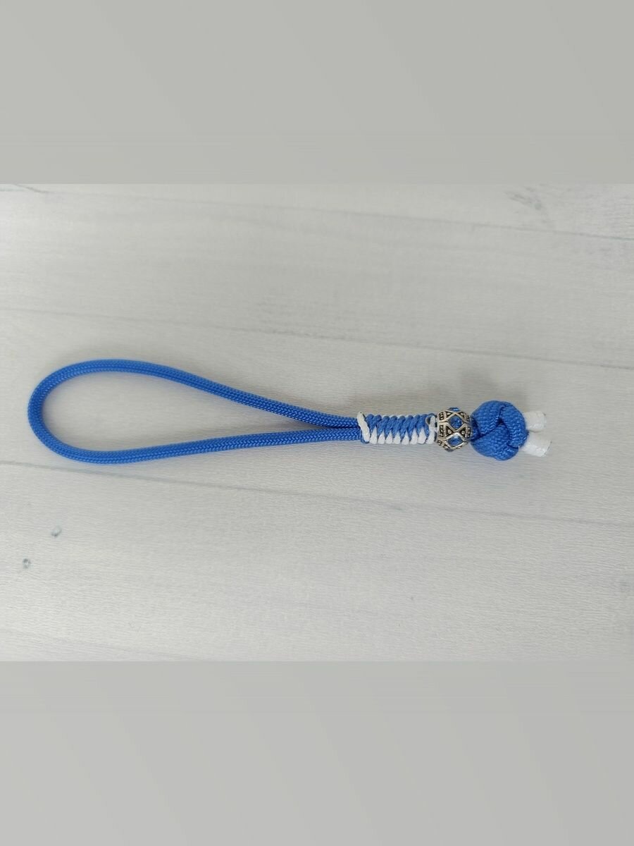 Темляк для ножа "Брелок", для сумки, для рюкзака, длина 15см, цвет голубой, серебристый