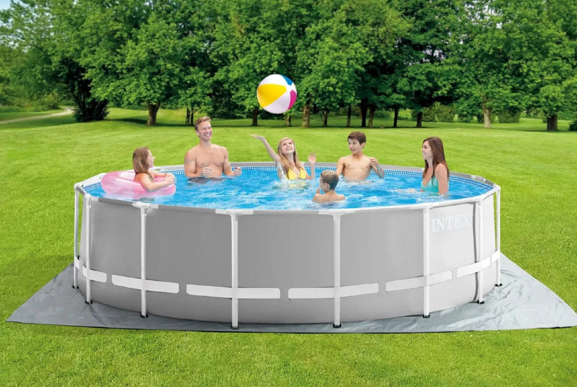 Бассейн каркасный 457х122см, (фильтр-насос 3.785 л/ч, лестница, подложка, тент)