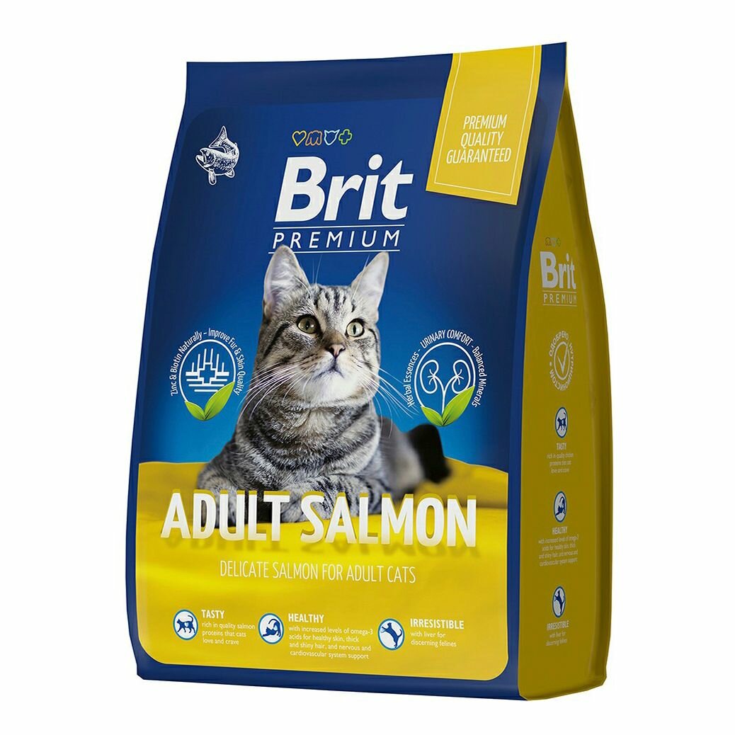 Сухой корм Brit Premium с лососем в соусе повседневный для кошек 800 г