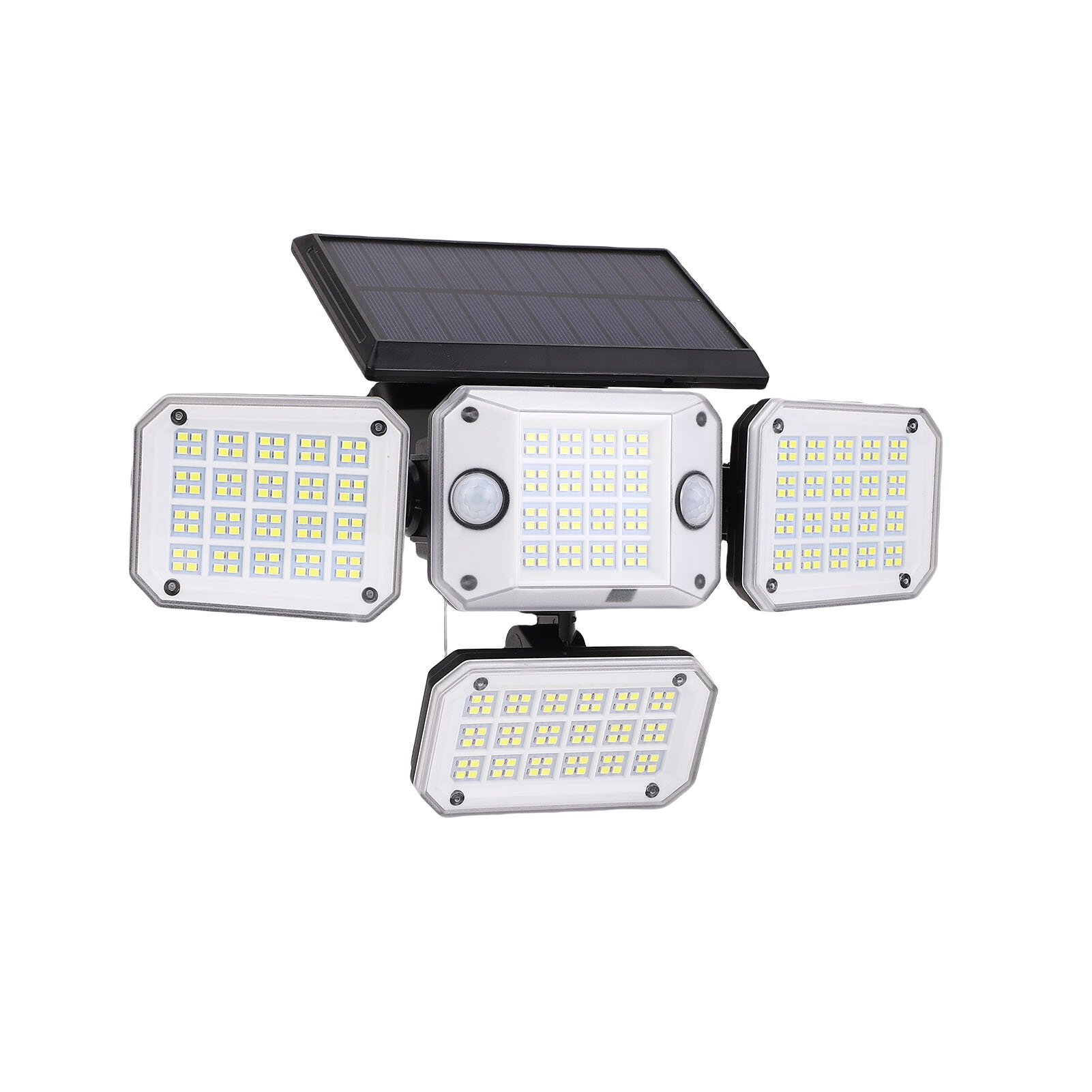 2 шт. солнечный настенный светильник 296 светодиодов вращающегося движения с двойным датчиком солнечного света безопасности с дистанционным управлением для наружного сада с четырьмя головками