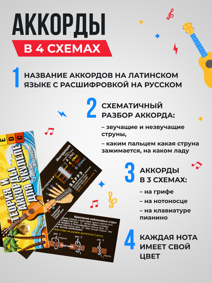 Укулеле самоучитель для начинающих гитаристов, сборник аккордов и нот — фото 1