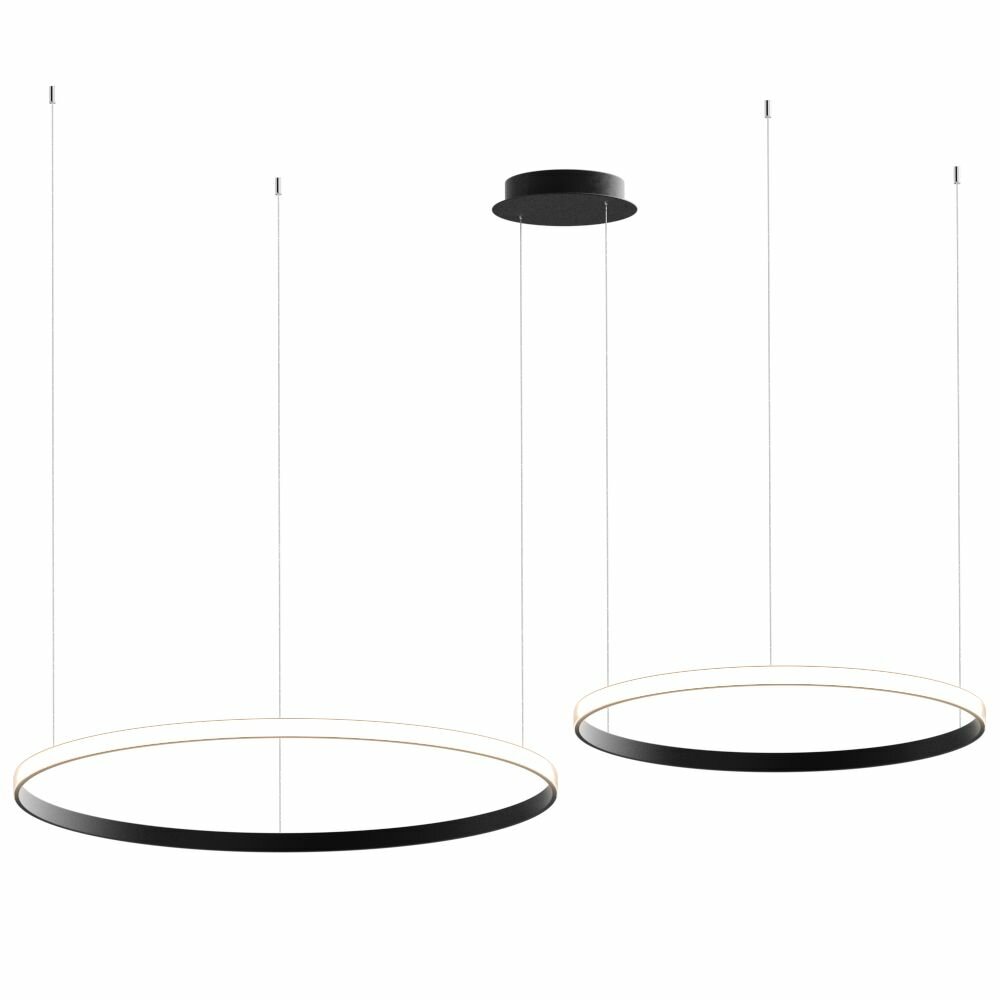 Подвесная светодиодная люстра Ring Horizontal кольца 60 80 см 70Вт 6500K свет наружу черный