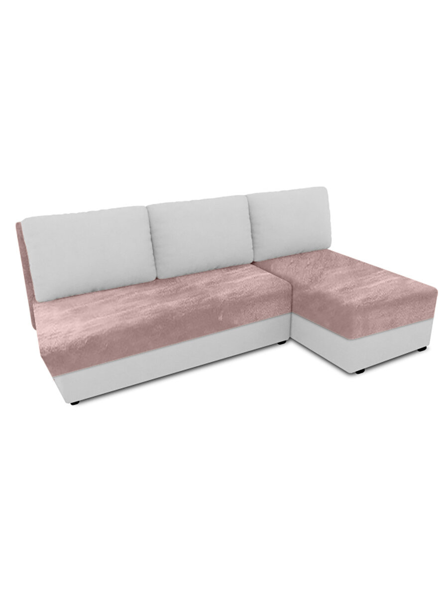 Чехол на угловой диван евро-книжку без подлокотников Бруклин серо-бежевый, стрейчевый велюр, Виктория Хоум Декор