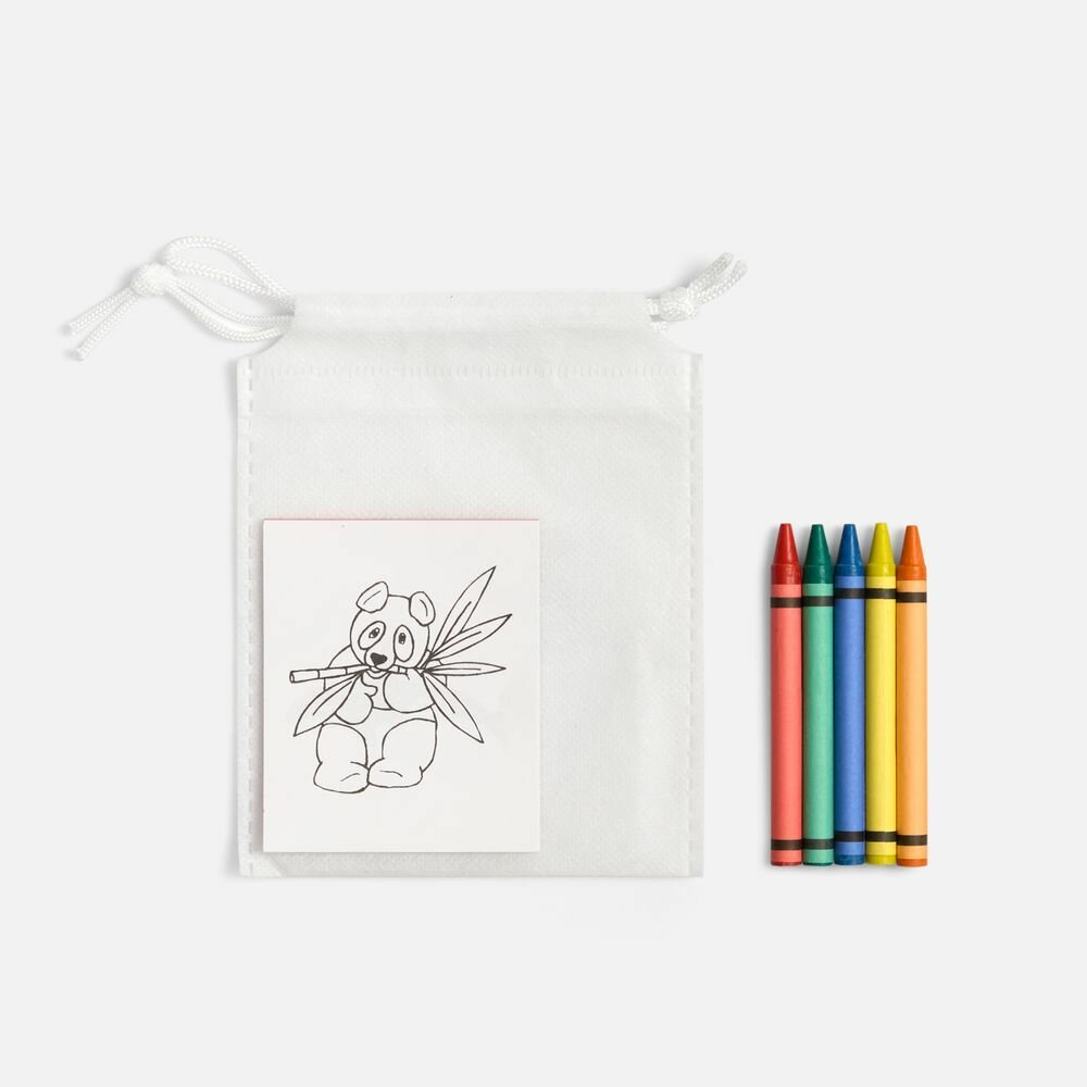 5 шт. Подарочный набор для раскрашивания Create, белый, мешок: 12х14,5 см; раскраска: 7х8,5 см