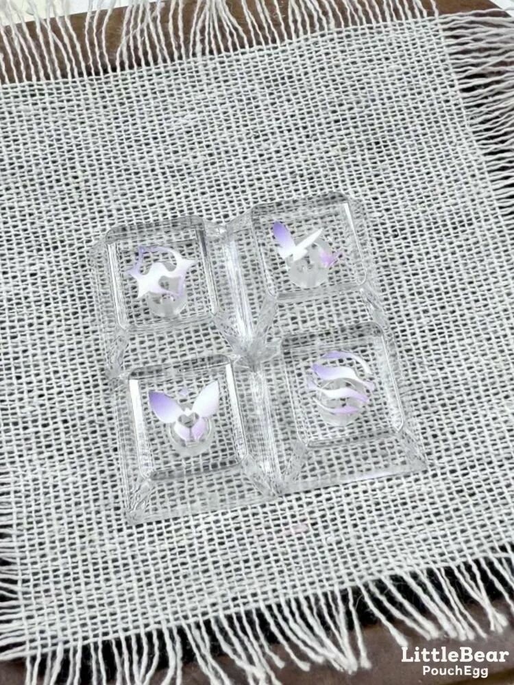 Кейкапы для клавиатуры Валорант: Набор Клов (4 иконки навыков), градиентный дизайн, прозрачные, в мешочке