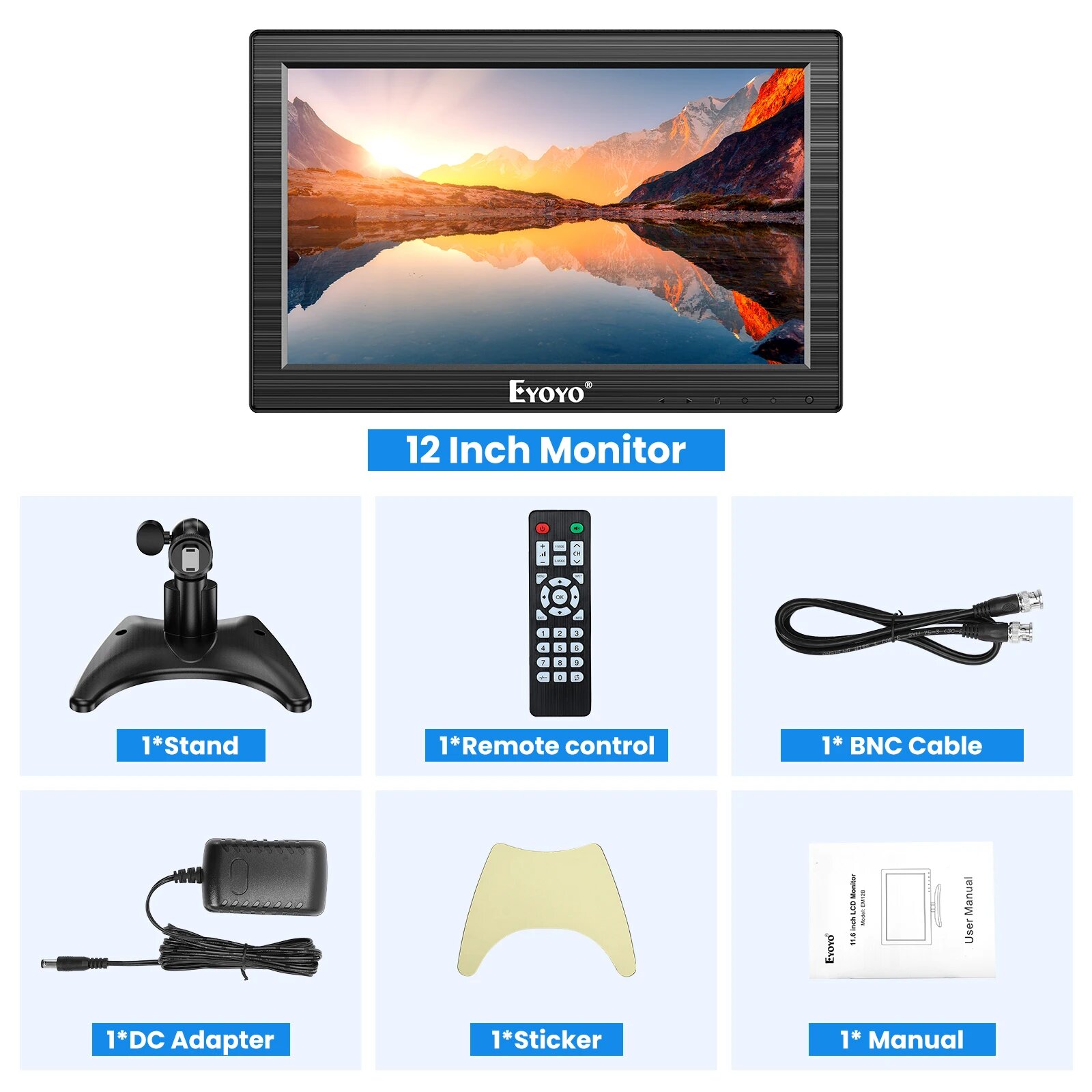 Eyoyo ЖК-монитор 12 дюймов Европейская вилка (EU Plug)