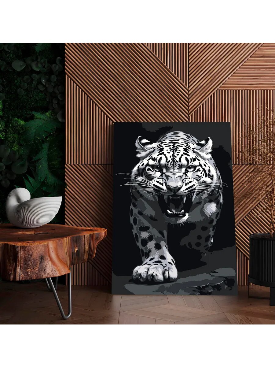 Картина по номерам Снежный-Барс_животные_Хищник