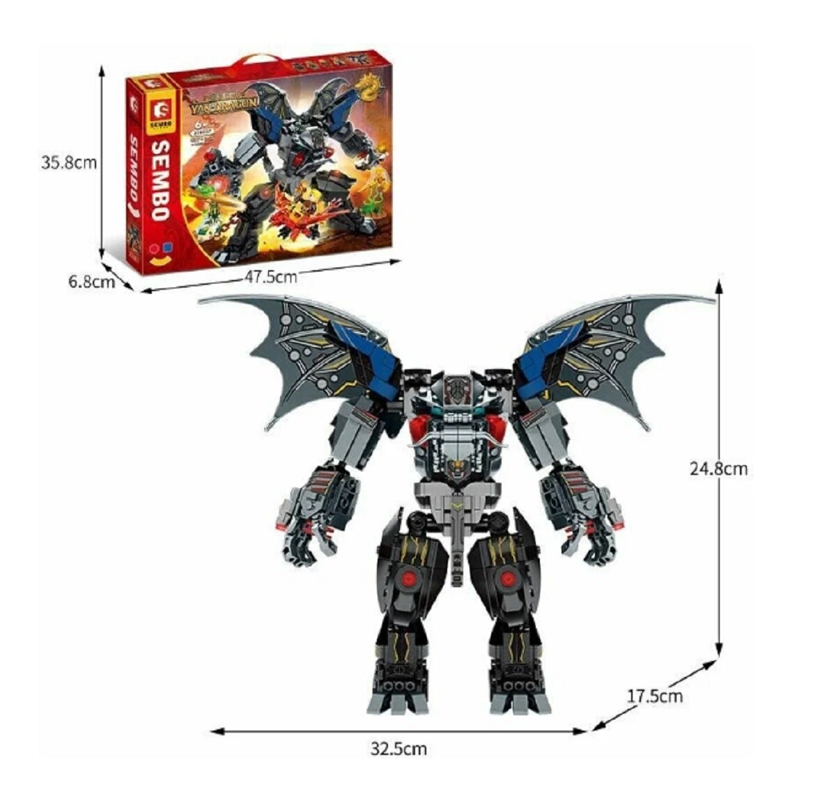 Конструктор SEMBO BLOCK "Темная драконья каменная броня", 657 деталей