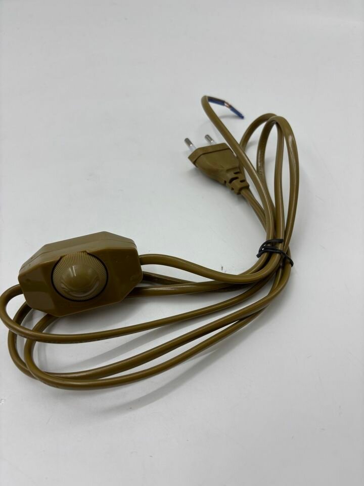 Шнур сетевой с вилкой и диммером, цвет - бронзовый, длина 180 см