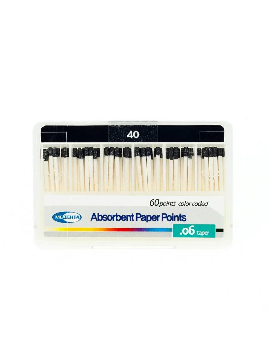 Штифты бумажные "Медента" 06 №40, абсорбирующие, 60 шт