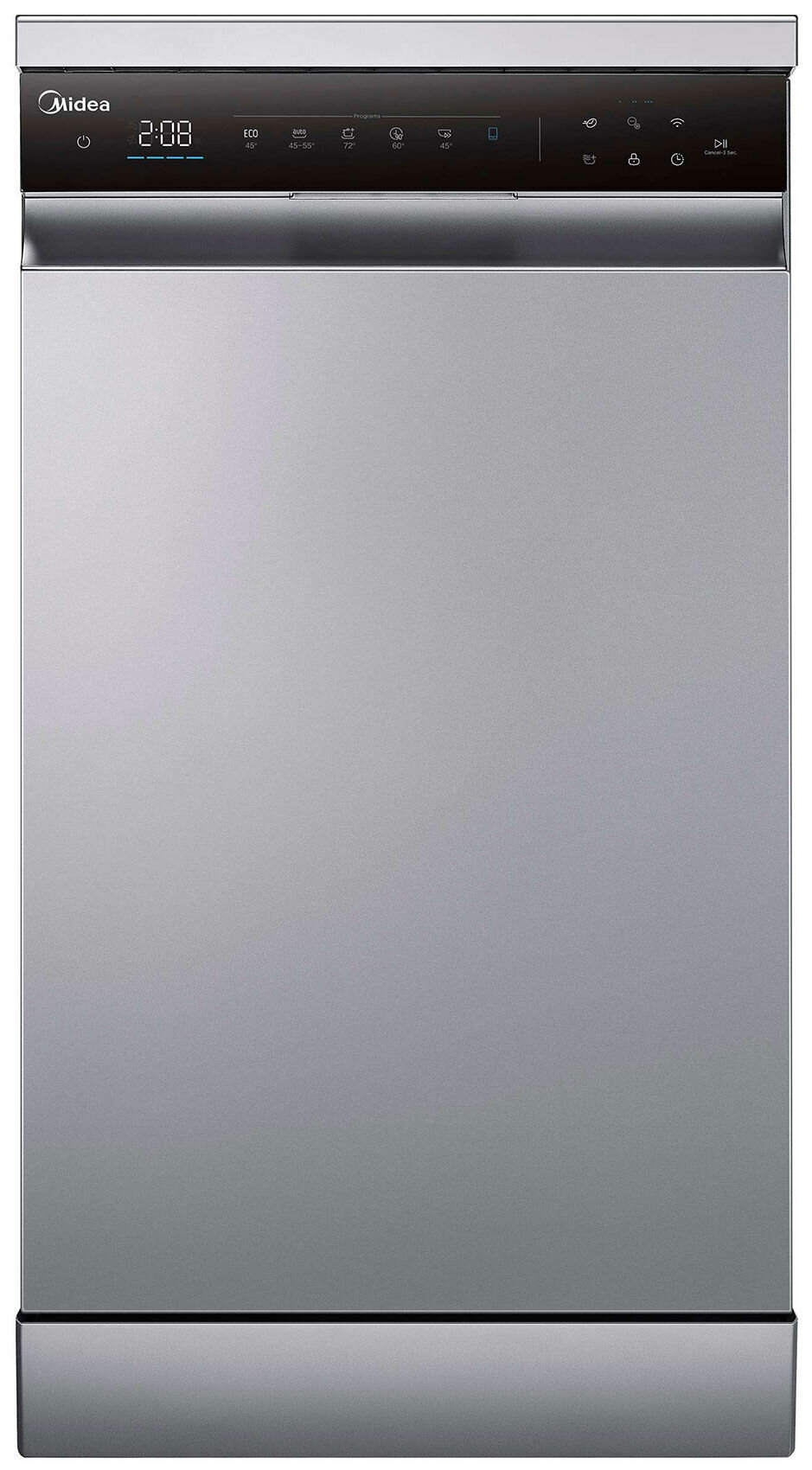 Посудомоечная машина Midea MFD45S350Si узкая, серебристый, Авто, 3 корзины, подсветка, SmartHome