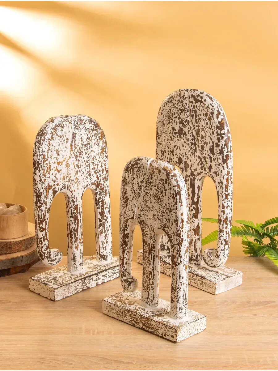 Набор фигурок Слоны, 3 шт, белый