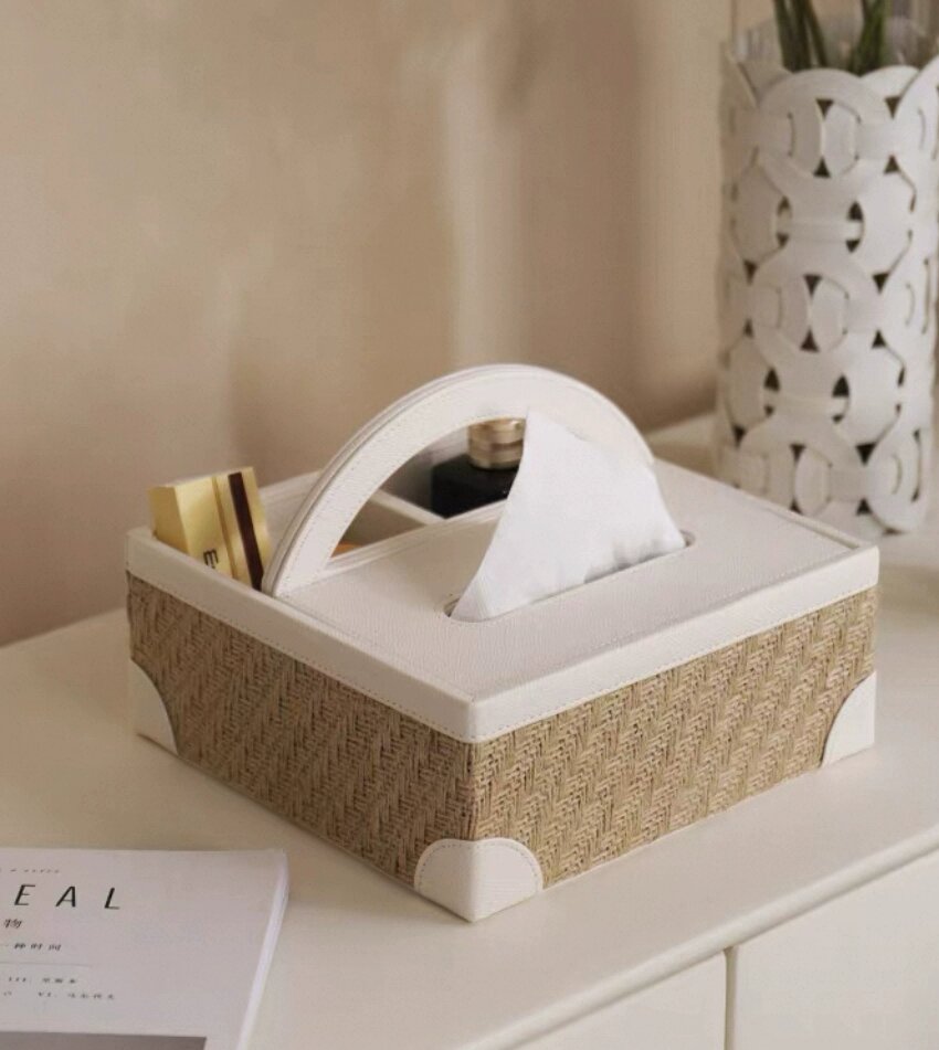 Легкая роскошная классическая жаккардовая кожаная многофункциональная коробка для салфеток для гостиной, обеденного