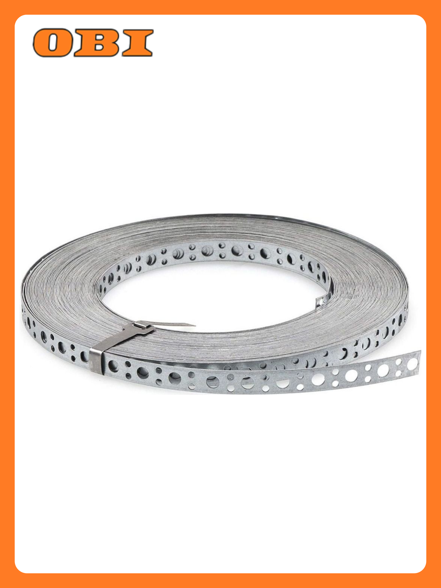 Монтажная лента Стройбат, оцинкованная сталь, волнистая кромка, 12мм x 25м