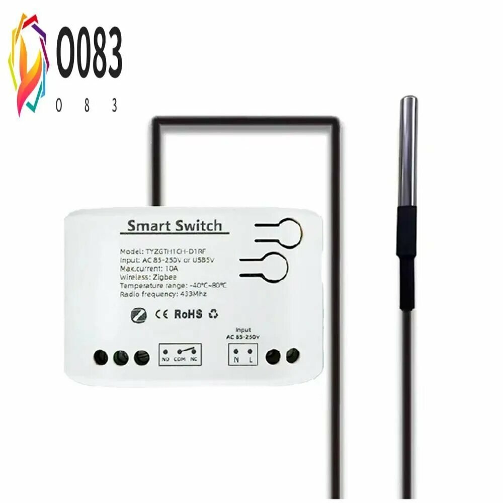 C1(J M) Tuya Smart ZigBee Switch С Датчиком Температуры AC 85-250V