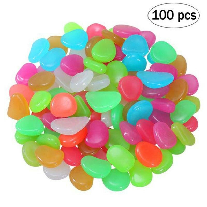 Резиновые светящиеся цветные камни в форме гусиного яйца для аквариума, 10 штук в упаковке, 100 штук всего