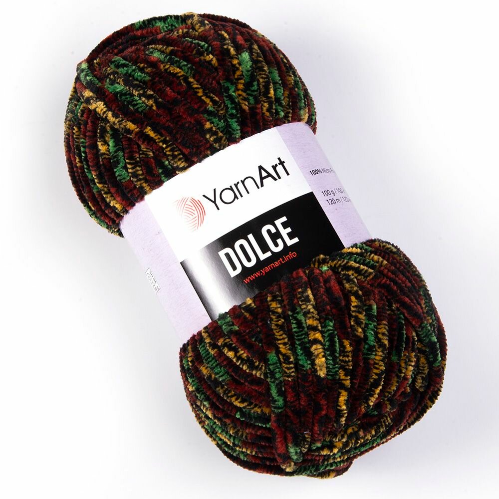 Пряжа для вязания Yarn-Art Dolce, 1 моток (120м, 100гр), цвет 809 Красный, зелёный, жёлтый меланж