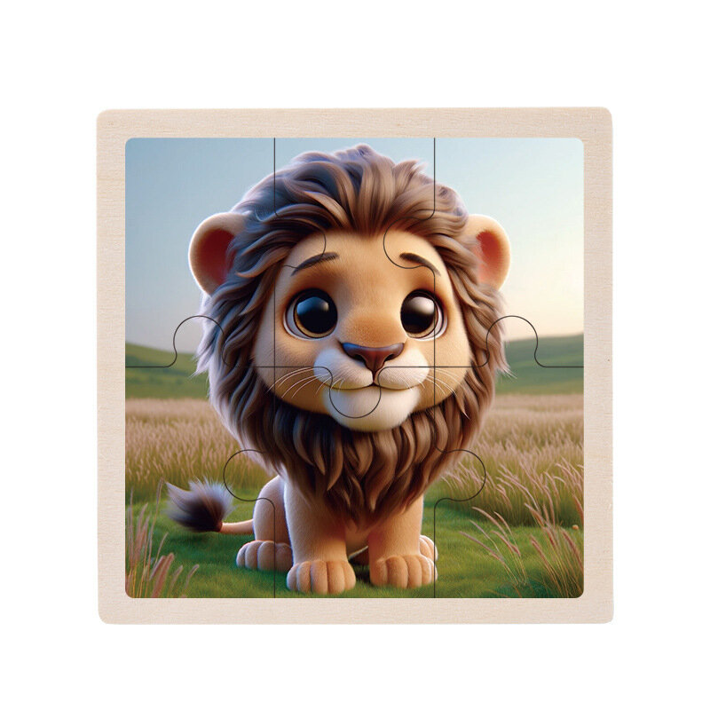 Детская головоломка для раннего обучения 6 маленьких кусочков головоломки мультяшные животные динозавры головоломки Лев