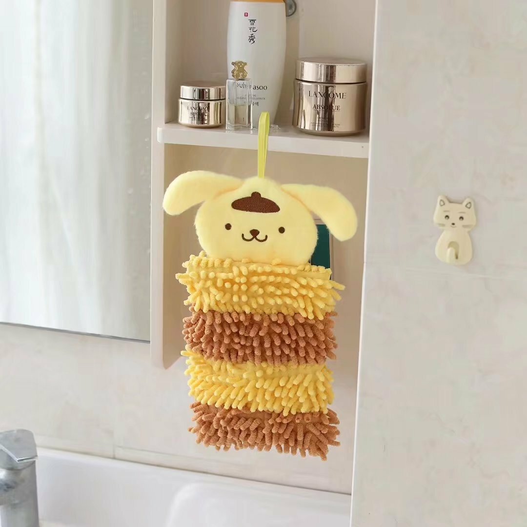 Мультяшное полотенце из синели для рук, подвесное полотенце для уборки дома, кухонная салфетка, впитывающее полотенце для ванной комнаты, милый носовой платок.