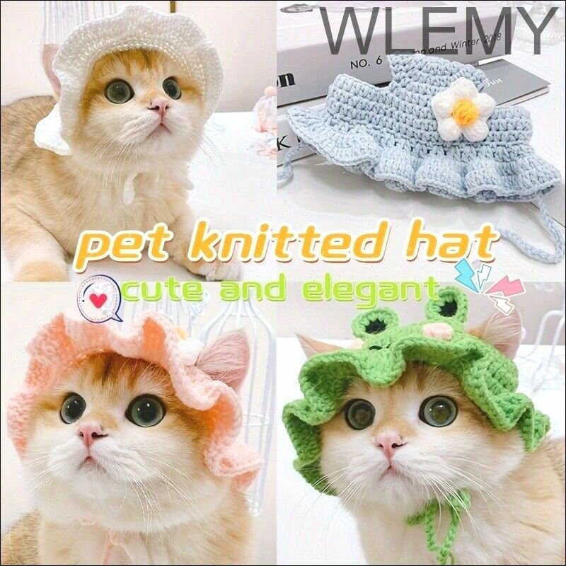 Кошачьи шапки Милые кошачьи вязаные шапки, мягкие и удобные, подходят для домашних животных с маленькими размерами