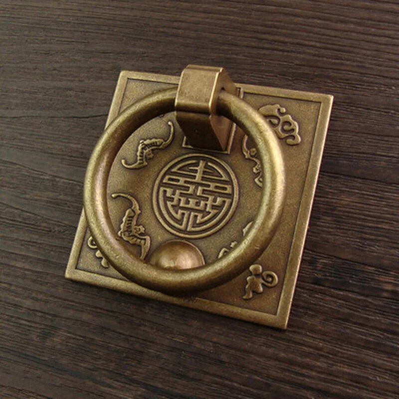 Латунные антикварные китайские ручки 6x6 см bronze color
