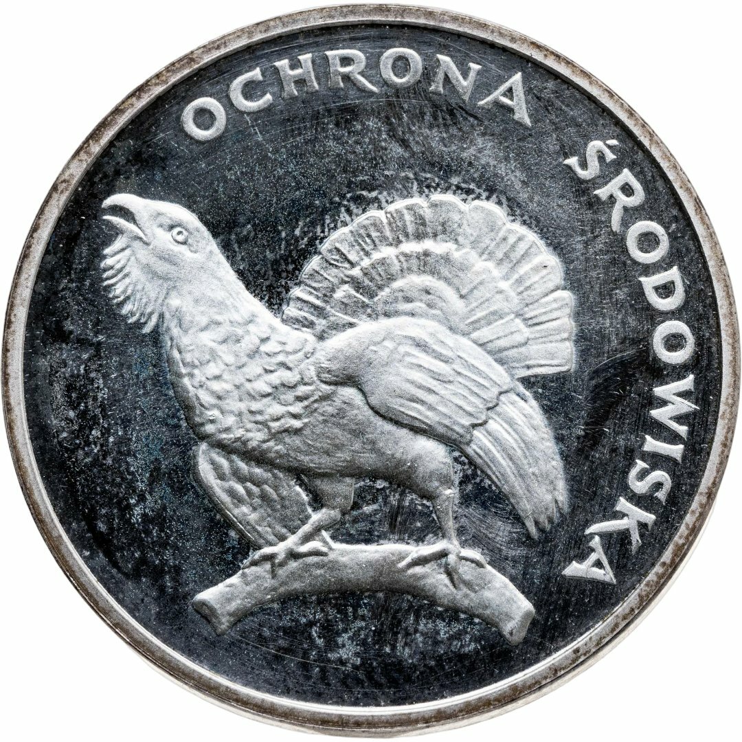 Польша 100 злотых zlotych 1980 "Охрана окружающей среды - Глухарь", Серебро 625, в сохранности Proof