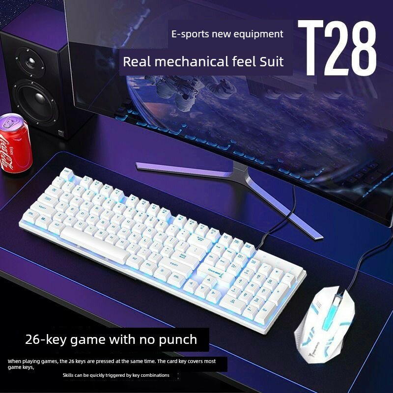 Механическая клавиатура и мышь, проводные, для настольного компьютера, ноутбука, игр, киберспорта, набора текста,